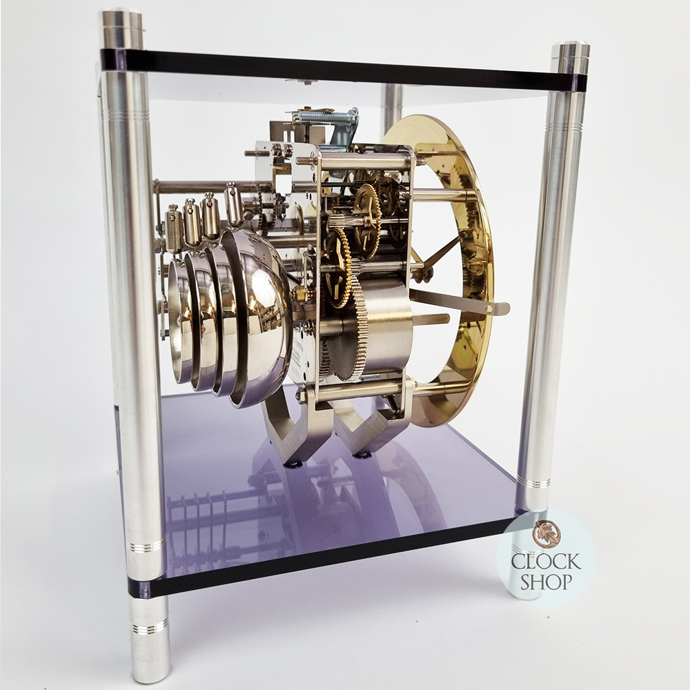 20cm Silver Mechanical Skeleton Table Clock With Westminster Chime By ...