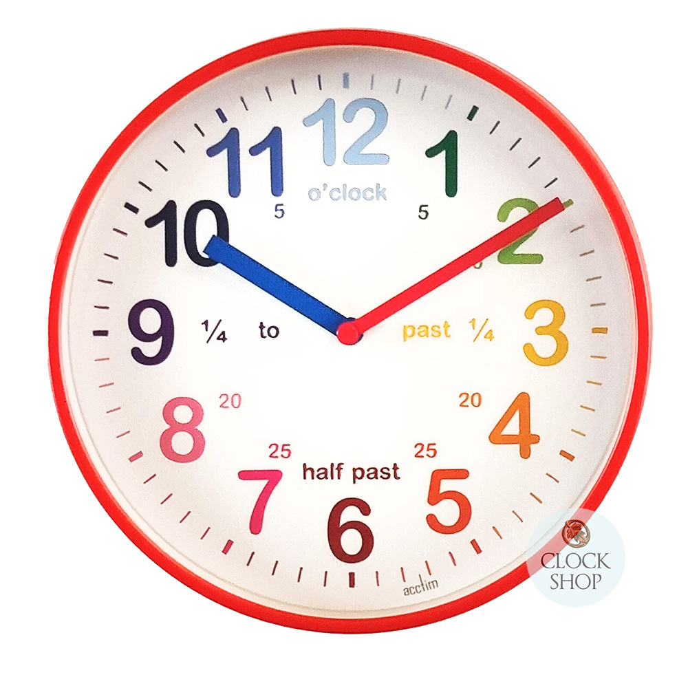 20cm Wickford Red Children s Time Teaching Wall Clock By ACCTIM 20cm Wickford Red Children s Time Teaching Wall Clock By ACCTIM